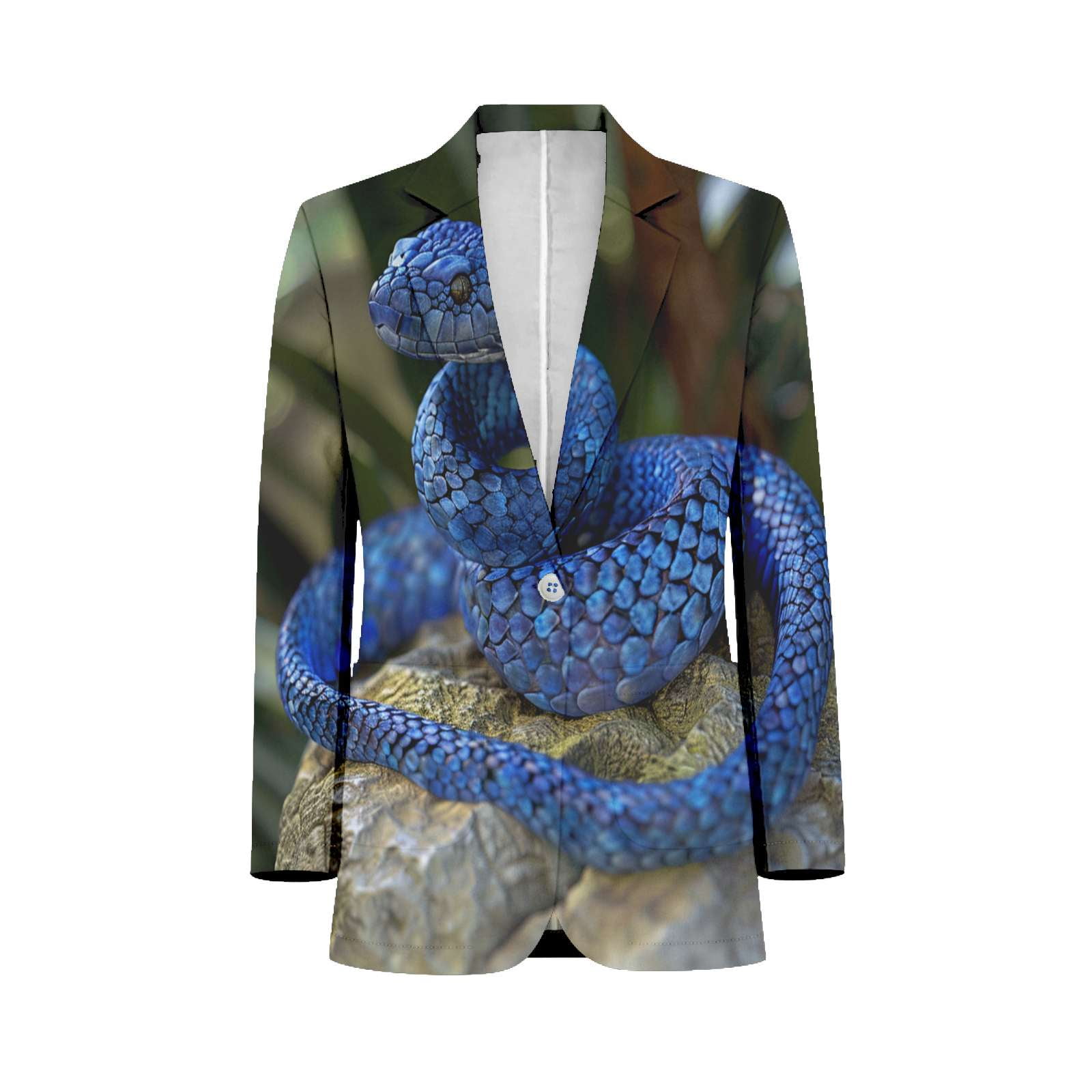 Cute Animal Blue Snake Mens Suits Shawl Collar Slim Fit Suit Mens Groom ...