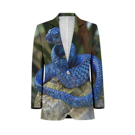 Cute Animal Blue Snake Mens Suits Shawl Collar Slim Fit Suit Mens Groom ...