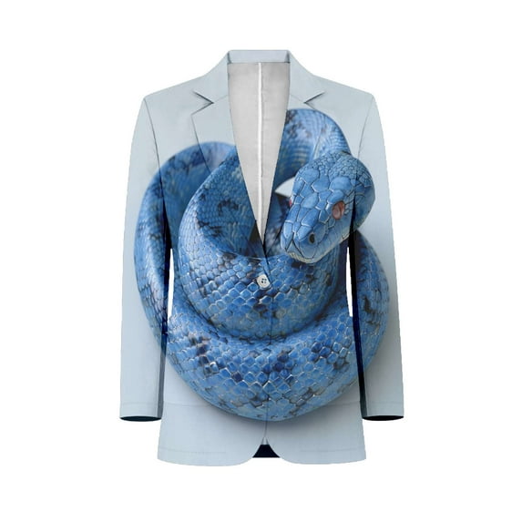 Cute Animal Blue Snake Mens Suits Shawl Collar Slim Fit Suit Mens Groom ...