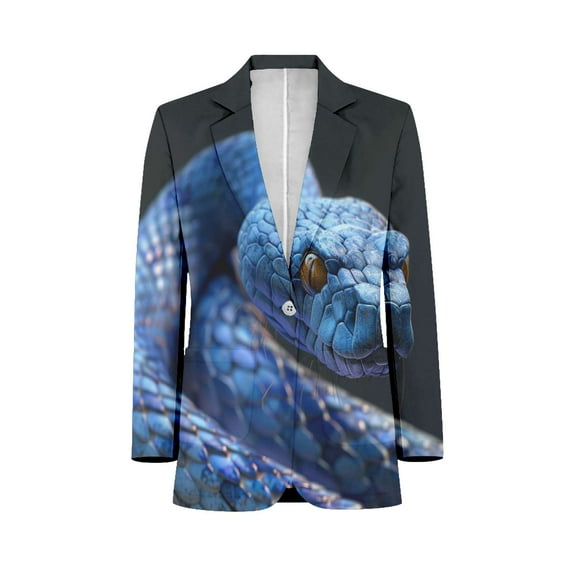 Cute Animal Blue Snake Mens Suits Shawl Collar Slim Fit Suit Mens Groom ...