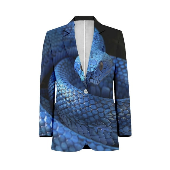 Cute Animal Blue Snake Mens Suits Shawl Collar Slim Fit Suit Mens Groom ...