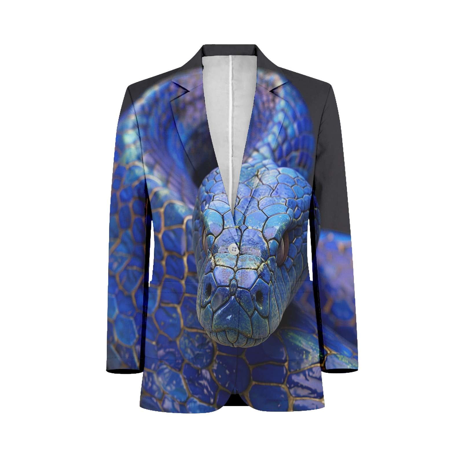Cute Animal Blue Snake Mens Suits Shawl Collar Slim Fit Suit Mens Groom ...