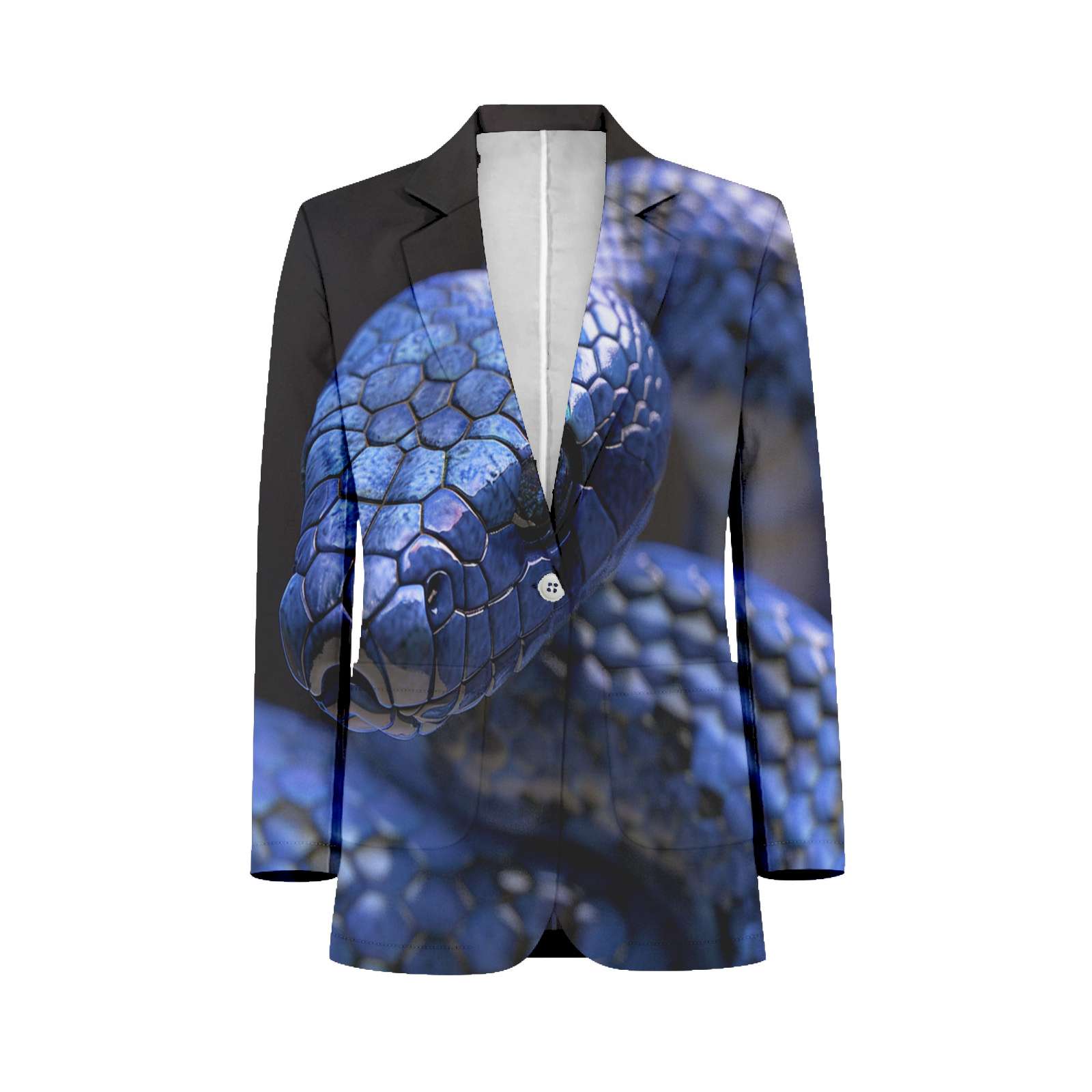 Cute Animal Blue Snake Mens Suits Shawl Collar Slim Fit Suit Mens Groom ...