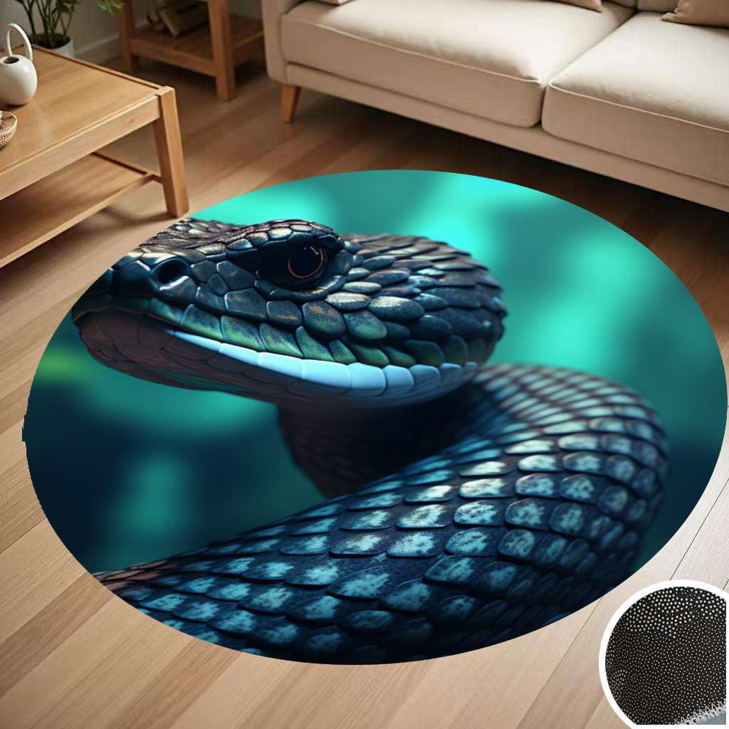 Cute Animal Blue Snake Round Carpet Living Room Bedroom Home Decoration ...