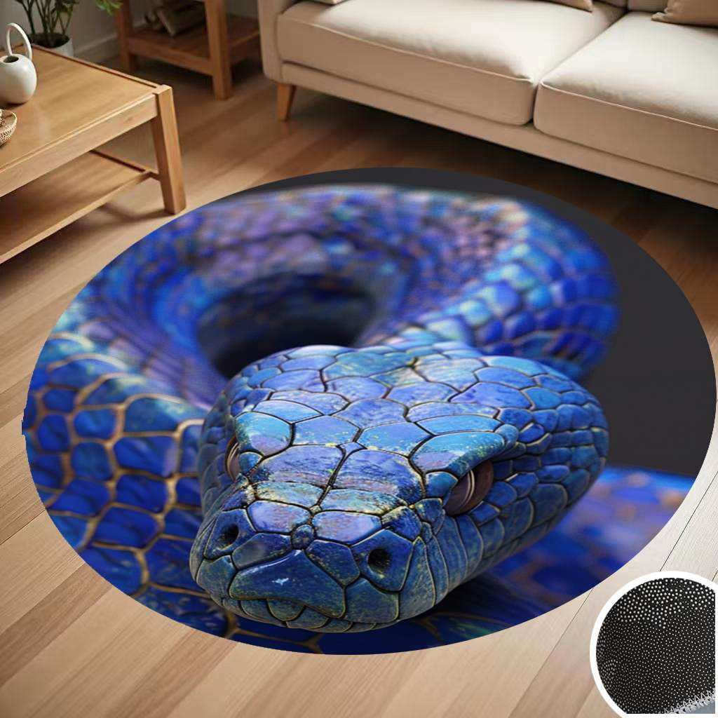 Cute Animal Blue Snake Round Carpet Living Room Bedroom Home Decoration ...