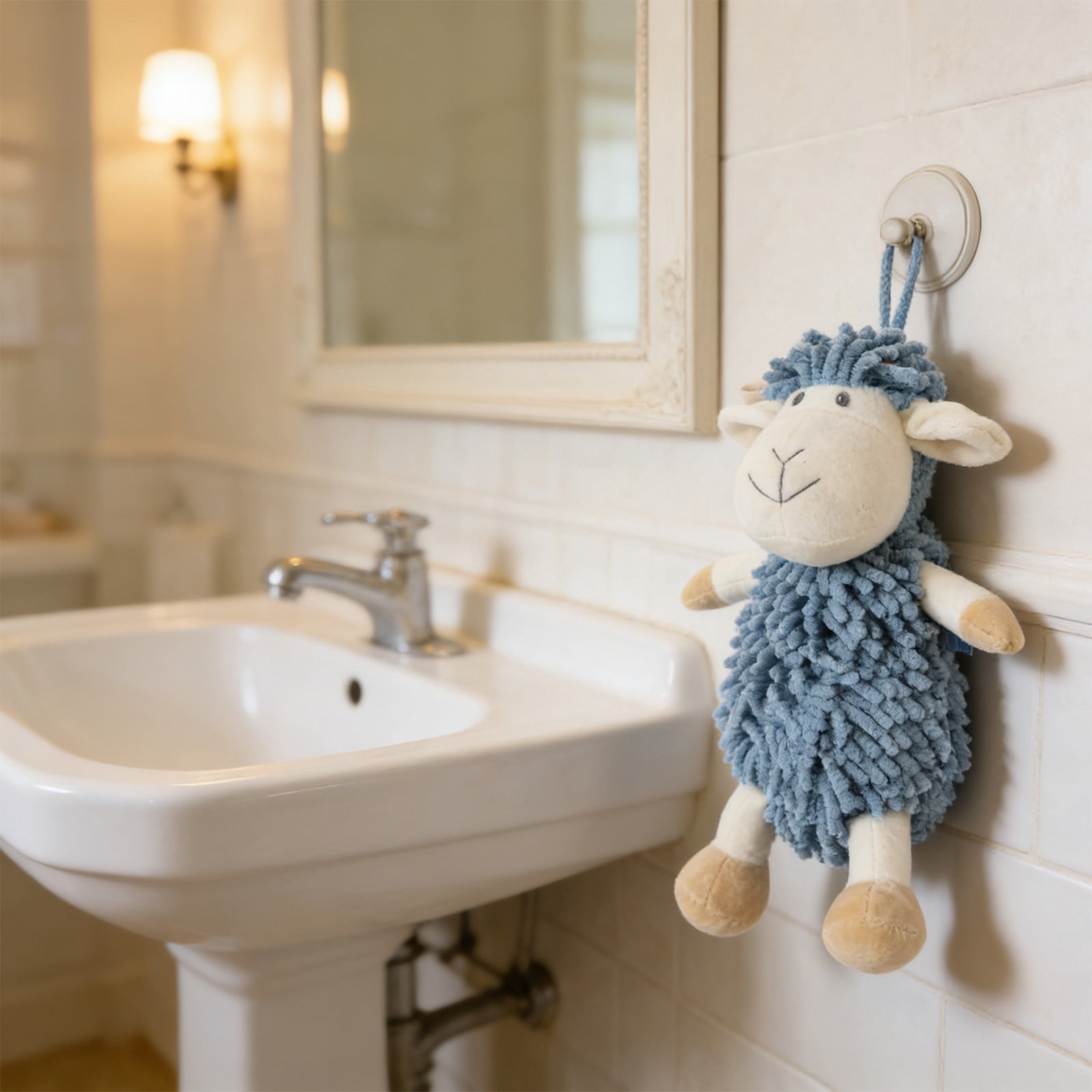 Cute Animal Cartoon Aesthetic, Chenille Hand Towel with Hanging Loop ...