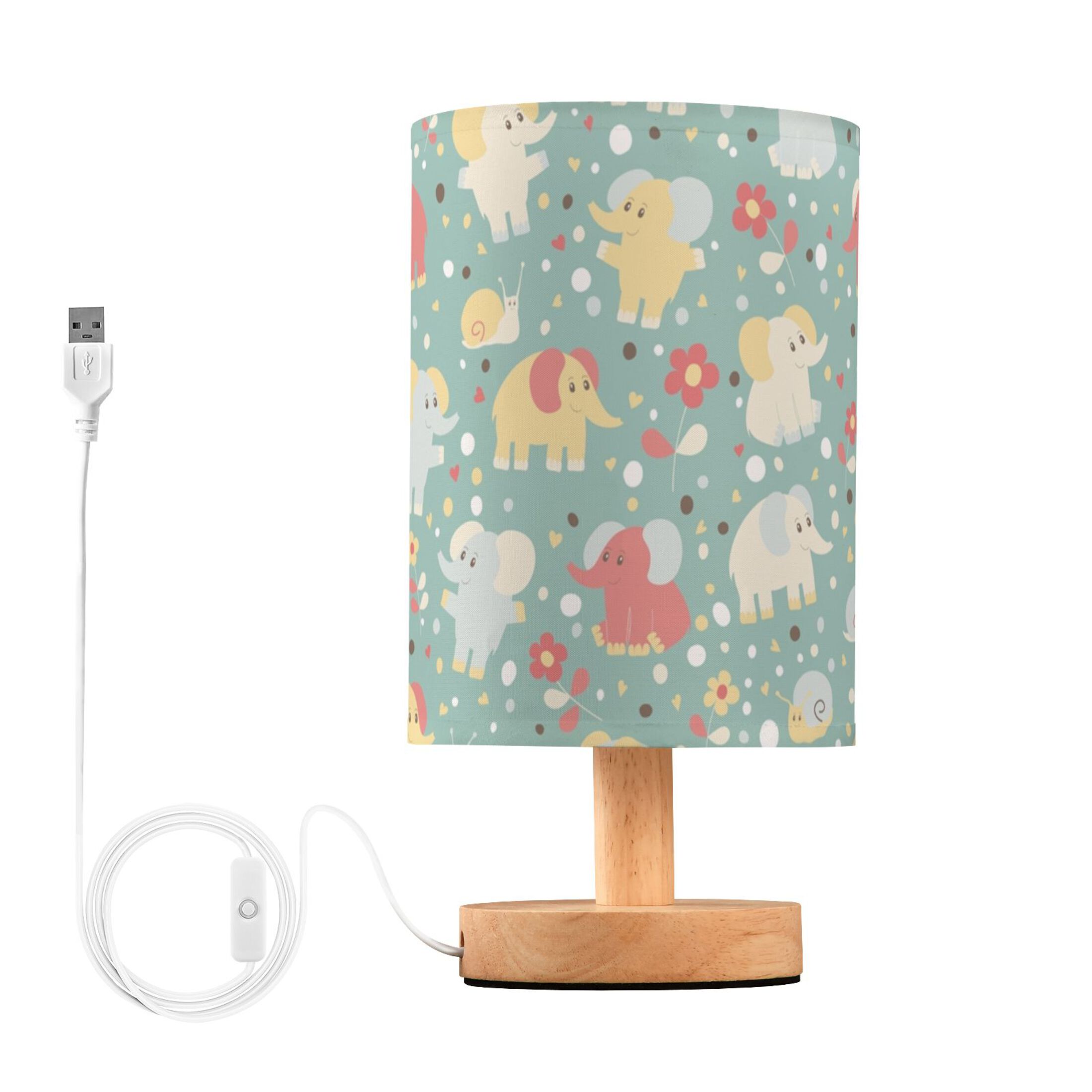 Cute Animal Cartoon Funny Elephants and Snails Bedside Table Lamp LED ...