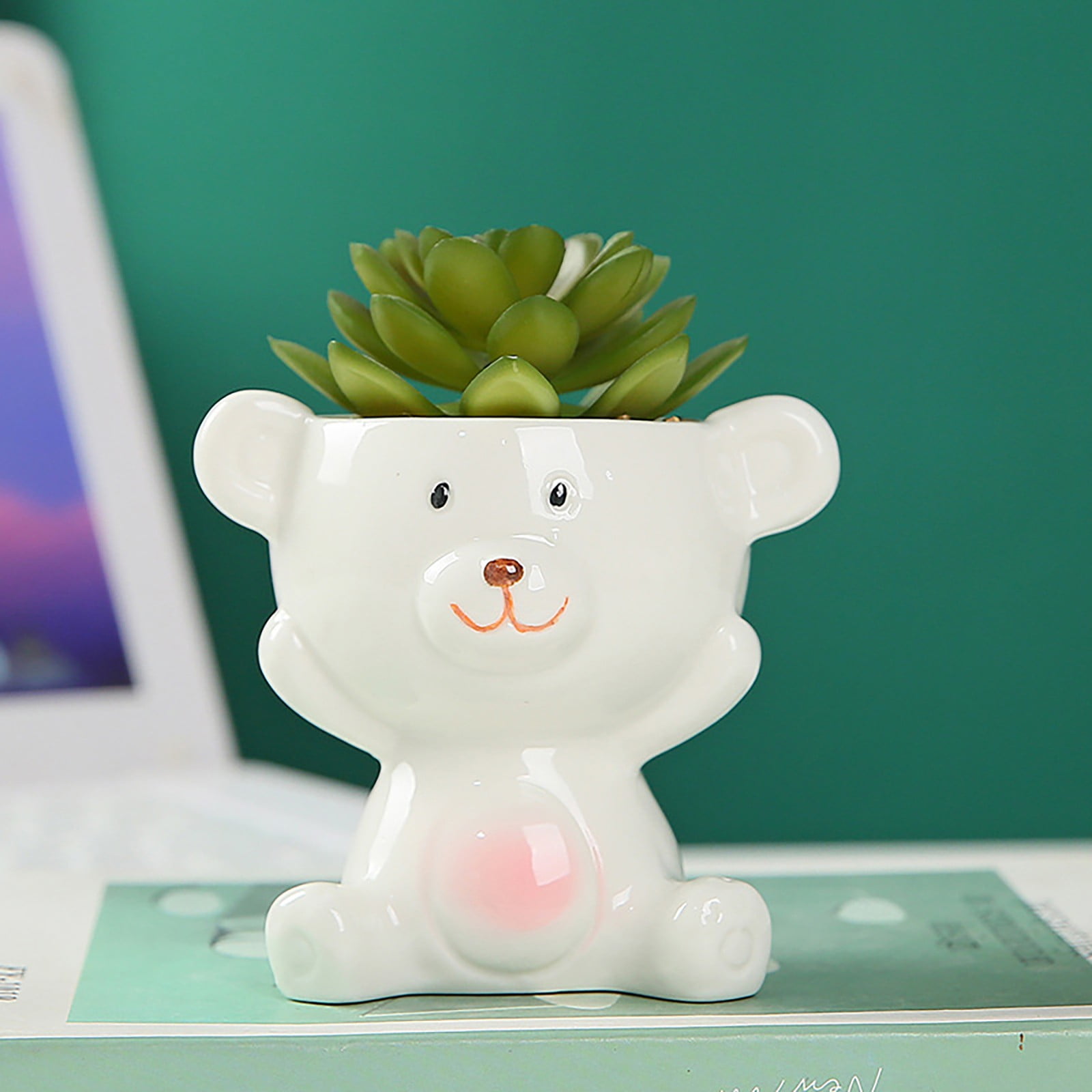 Cute Animal Ceramics Planter Small Succulent Pot Cartoon Shaped Plant ...