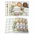 Cute Animal Cotton Linen Placemats Set of 12, Lions Zebra Giraffe Hippo ...