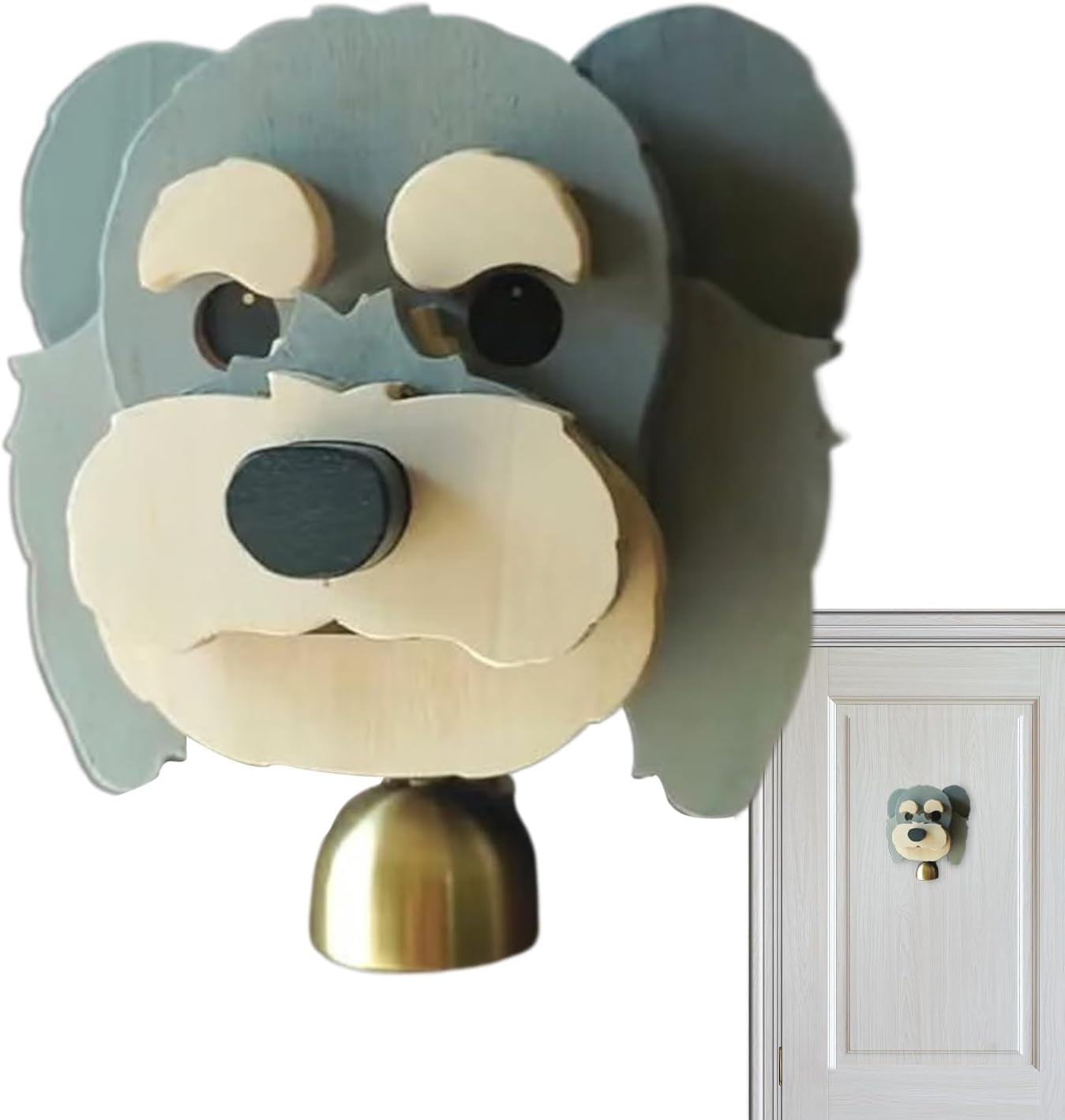 Cute Animal Doorbell, Wooden Non-electric Puppy-shaped Movable Doorbell ...