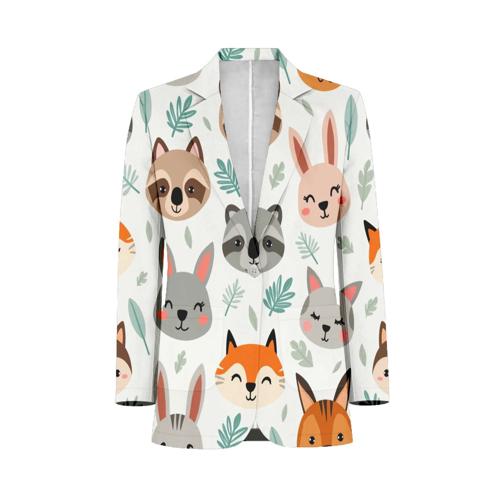 Cute Animal Faces Pattern Mens Suits Shawl Collar Slim Fit Suit Mens ...