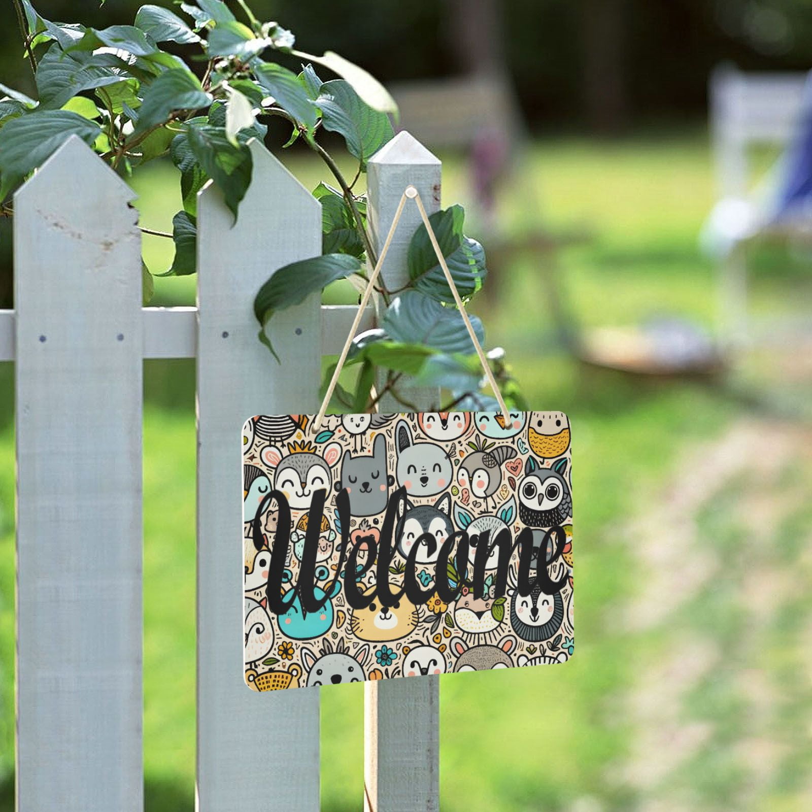 Cute Animal Faces Welcome Sign for Front Door Porch Wreath Door Sign ...