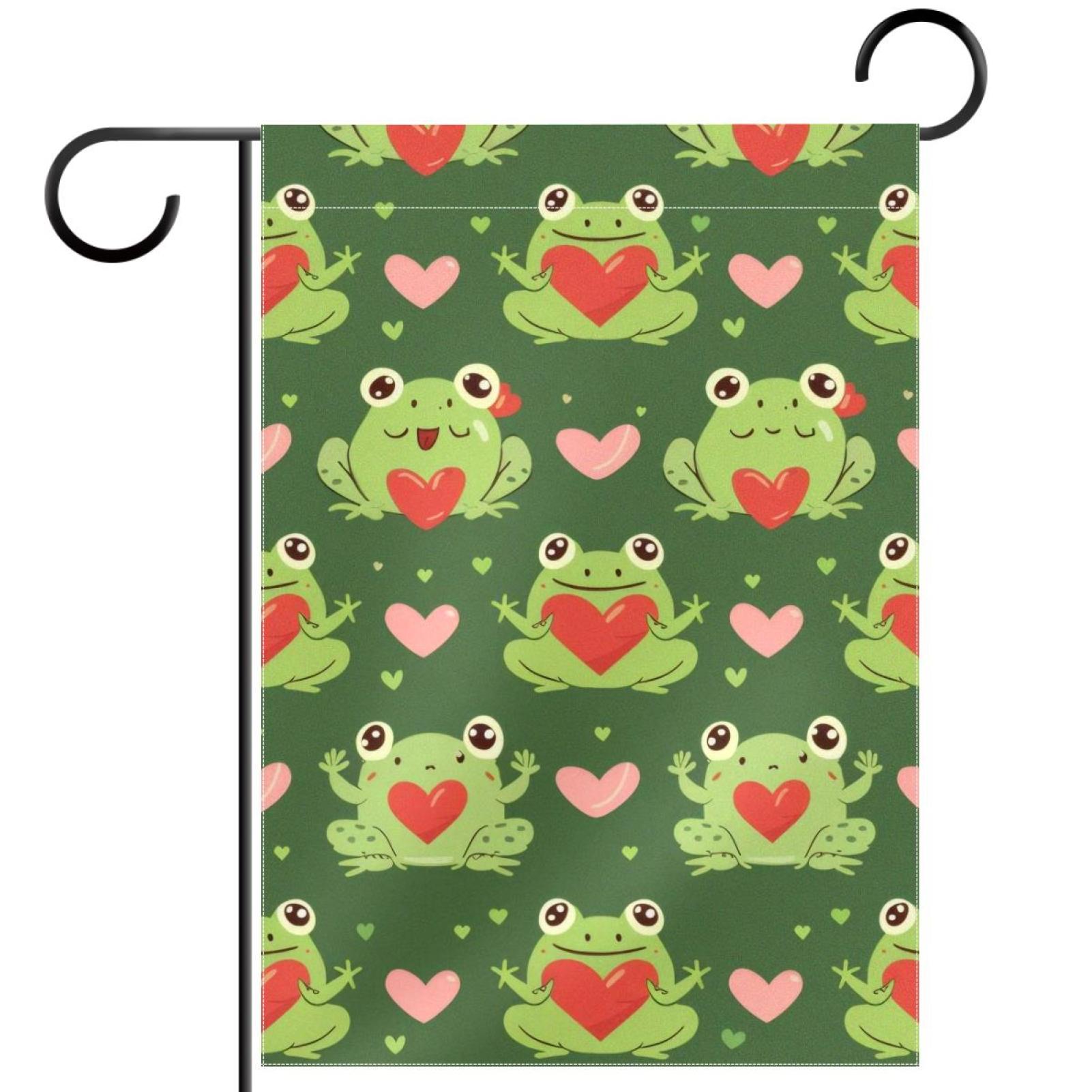 Cute Animal Frogs Hold Various Heart Welcome Garden Flags, 12 x 18 Inch ...