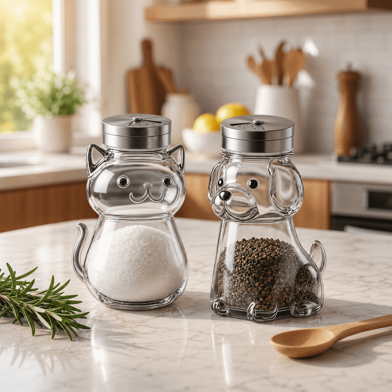 Cute Animal Glass Salt and Pepper Shakers Set, Mini Salt Container with ...