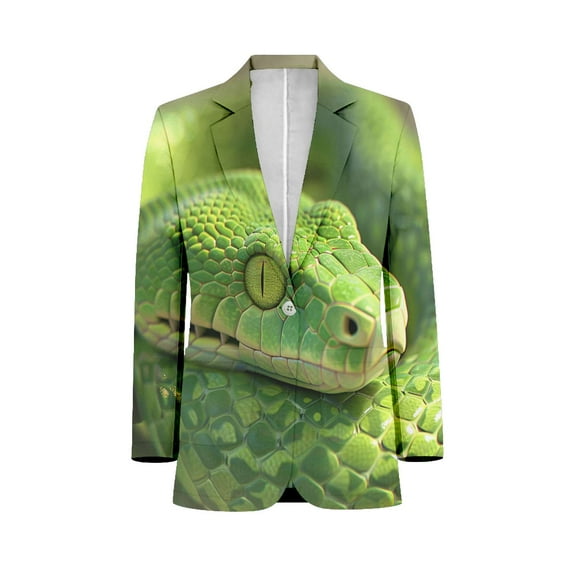 Cute Animal Green Snake Mens Suits Shawl Collar Slim Fit Suit Mens ...