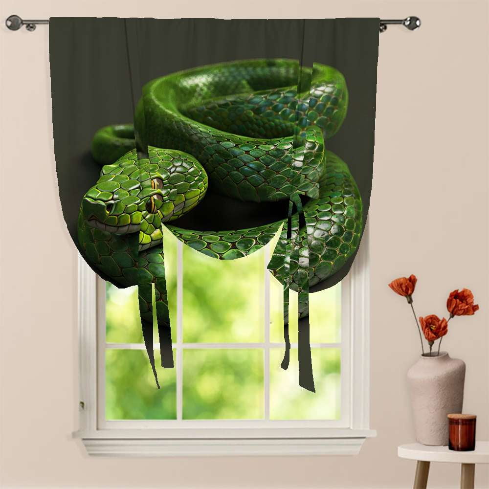 Cute Animal Green Snake Window Curtain for Living Room Roman Curtain ...