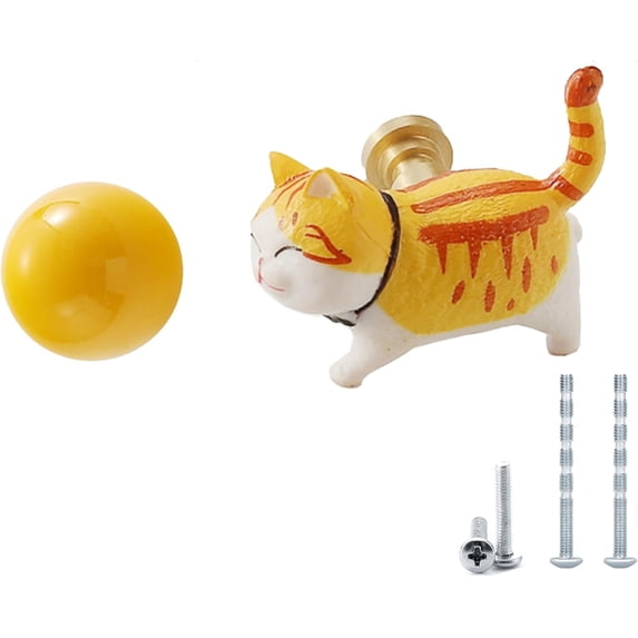 Cute Animal Knobs,Cupboard knobs Lovely pulls,2pcs Ball & Cat Shape ...