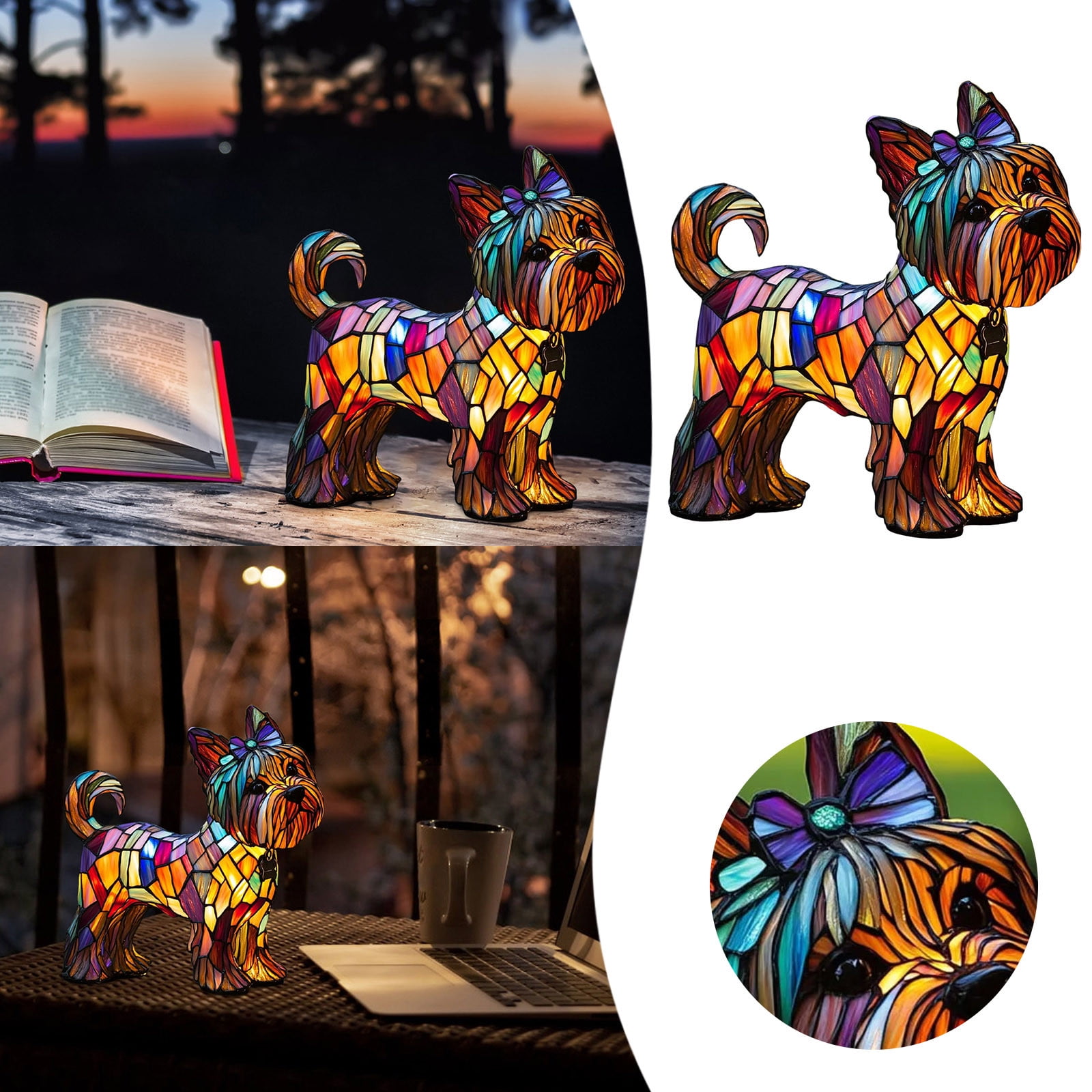 Cute Animal Lamp, Dog Series Art Night Light, Stained Resin French ...