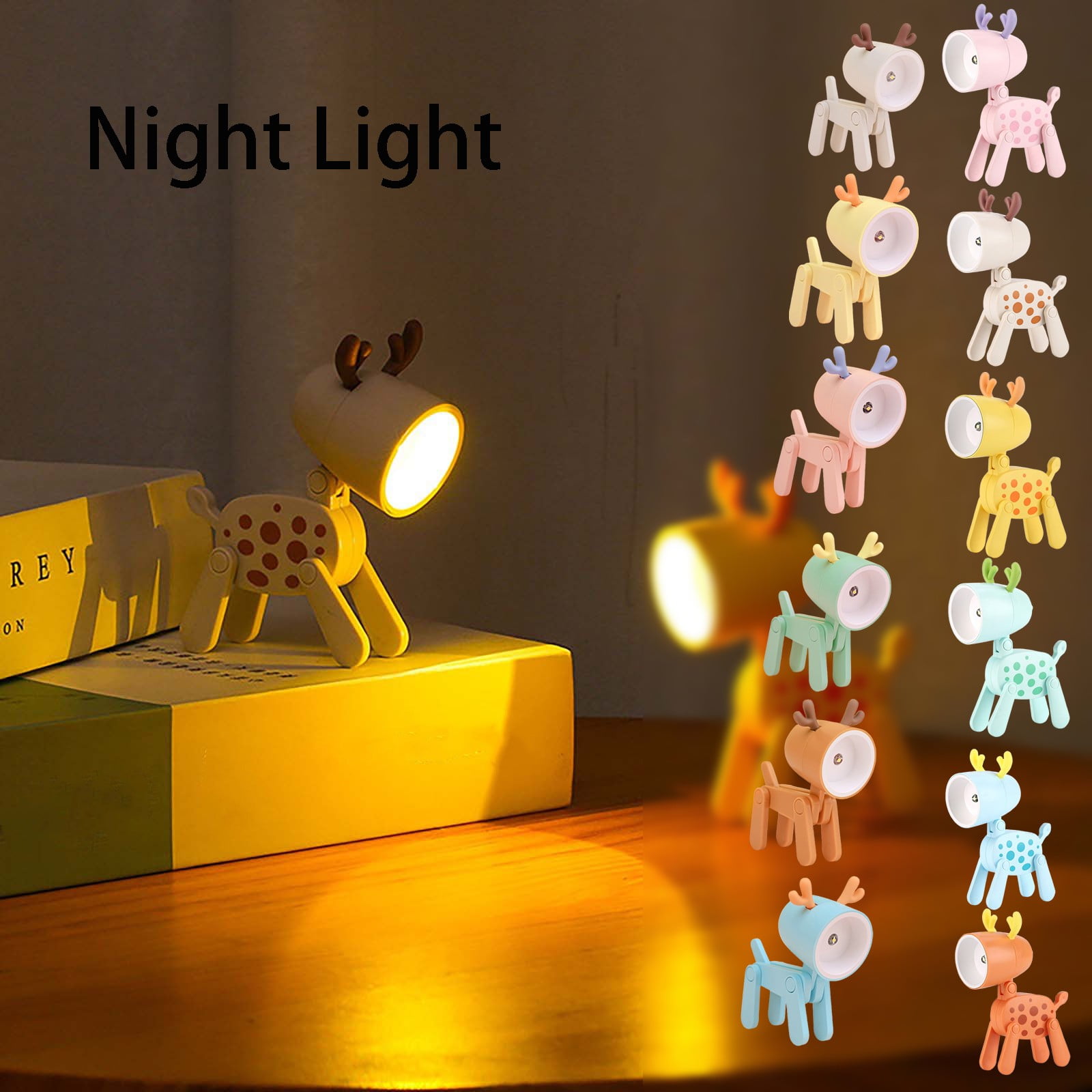Cute Animal Night Light for Kids Desk, Dimmable Cartoon Polka Dot ...