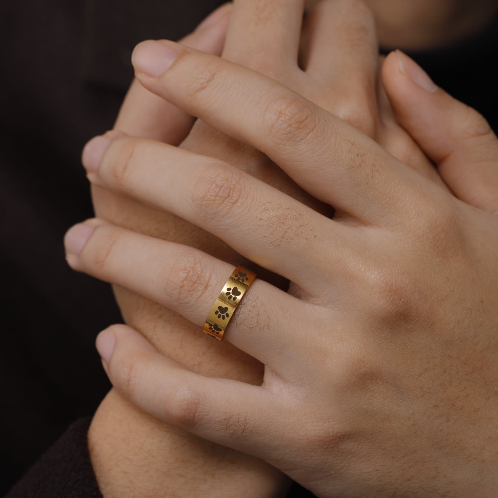 Cute Animal Paw Golden Silver Color Rings for Men Women Cat Footprints ...