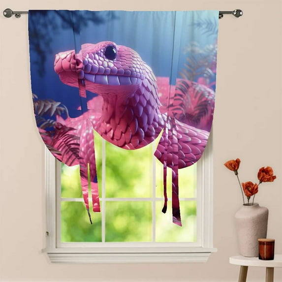 Cute Animal Pink Snake Window Curtain for Living Room Roman Curtain ...