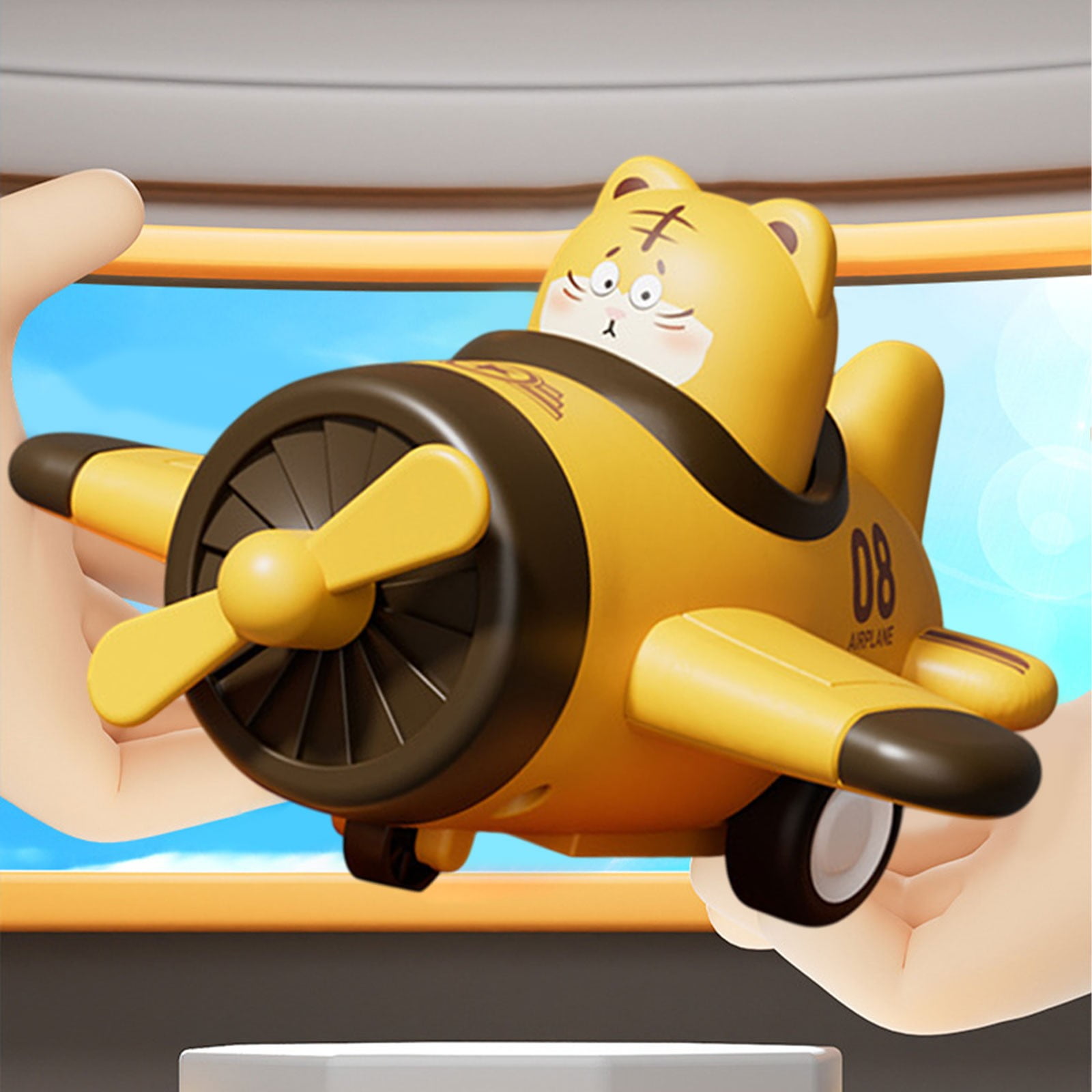 Cute Animal Plane Press & Go Toy Car, Interactive Push-Pull Mechanical ...