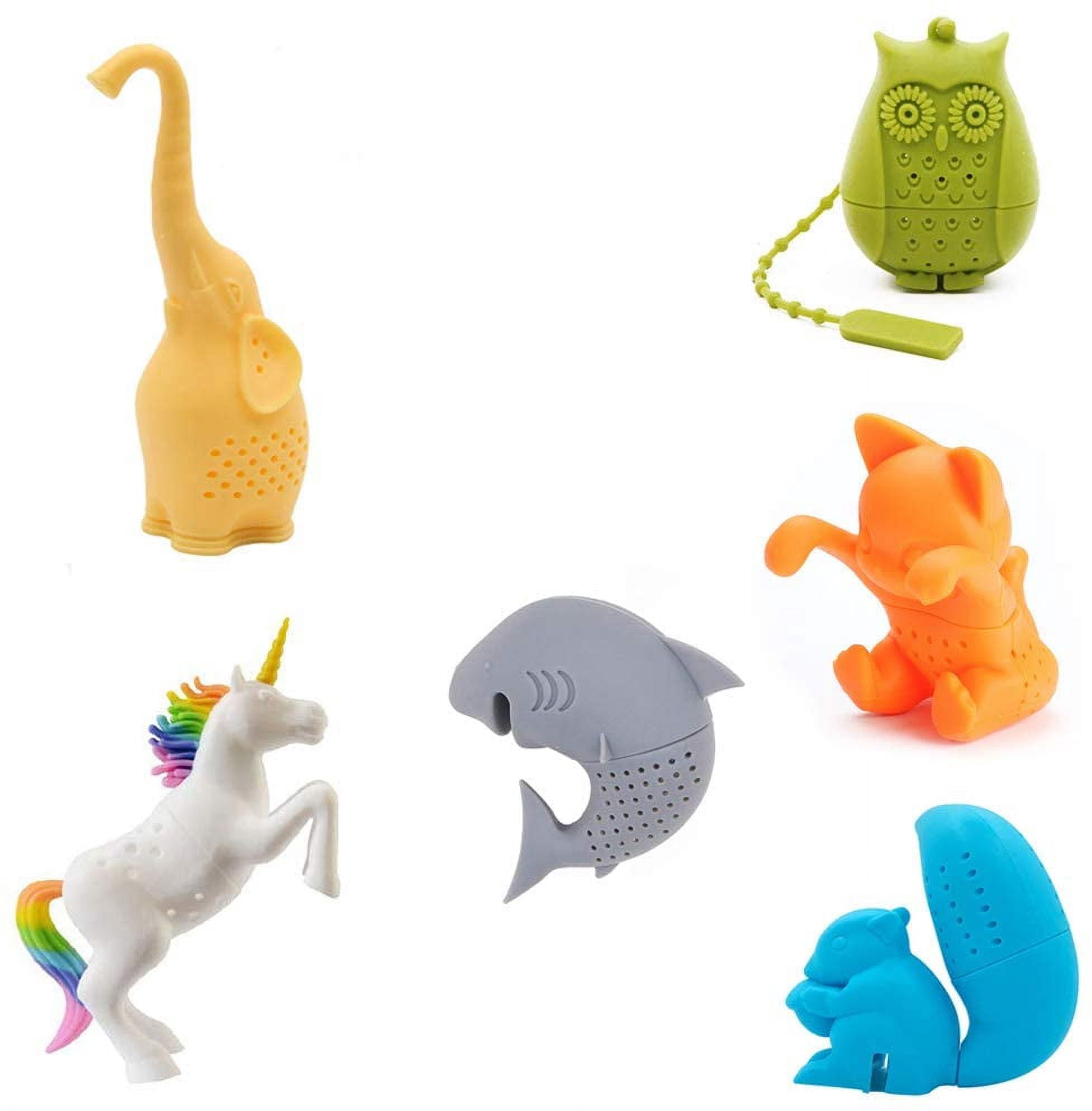 Cute Animal Silicone Tea Filters Tea Infuser Unicorn Shark Squirrel Cat ...