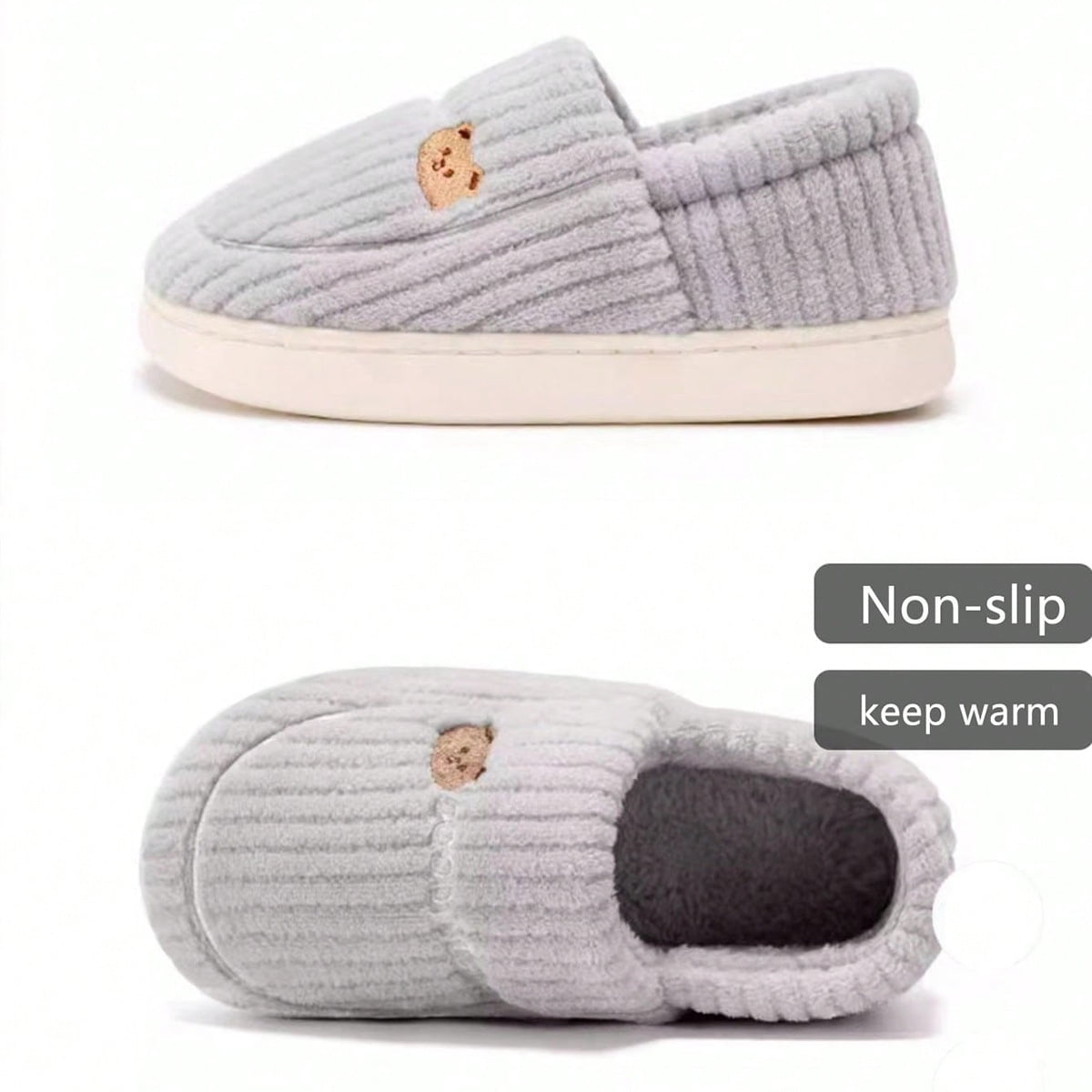 Cute Animal Slippers, Plush Indoor House Shoes, Warm & Cozy, Unisex ...