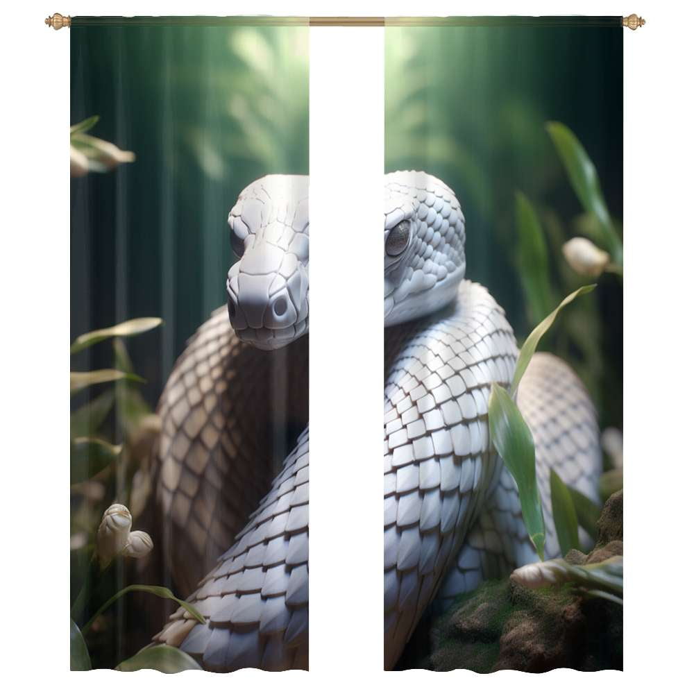 Cute Animal Snake Sheer Window Curtains for Living Room Kitchen Bedroom ...