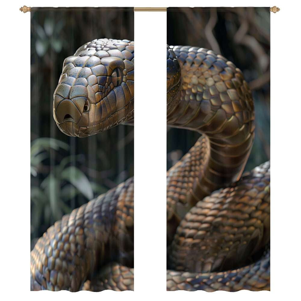 Cute Animal Snake Tulle Curtains For Living Room Chiffon Sheer Voile ...