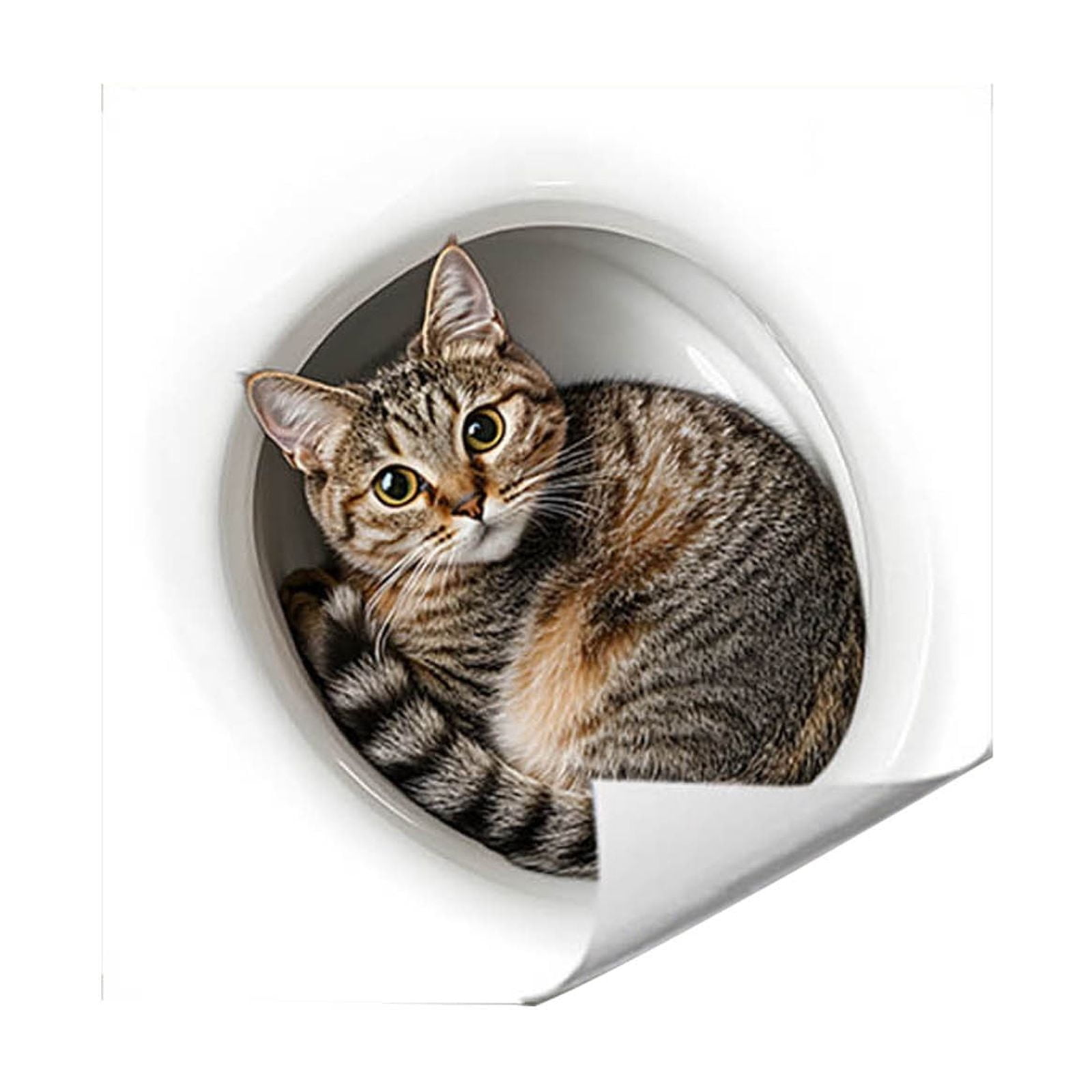 Cute Animal Sticker 3D Funny Cat Seat Lid Decal Bathroom Wall Sticker ...