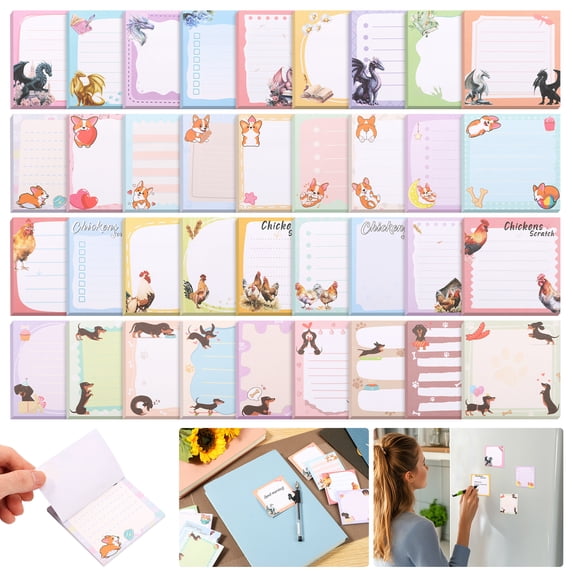 Cute Animal Sticky Notes 36 Pack, Self Adhesive Sticky Notes 3x3 Inch ...