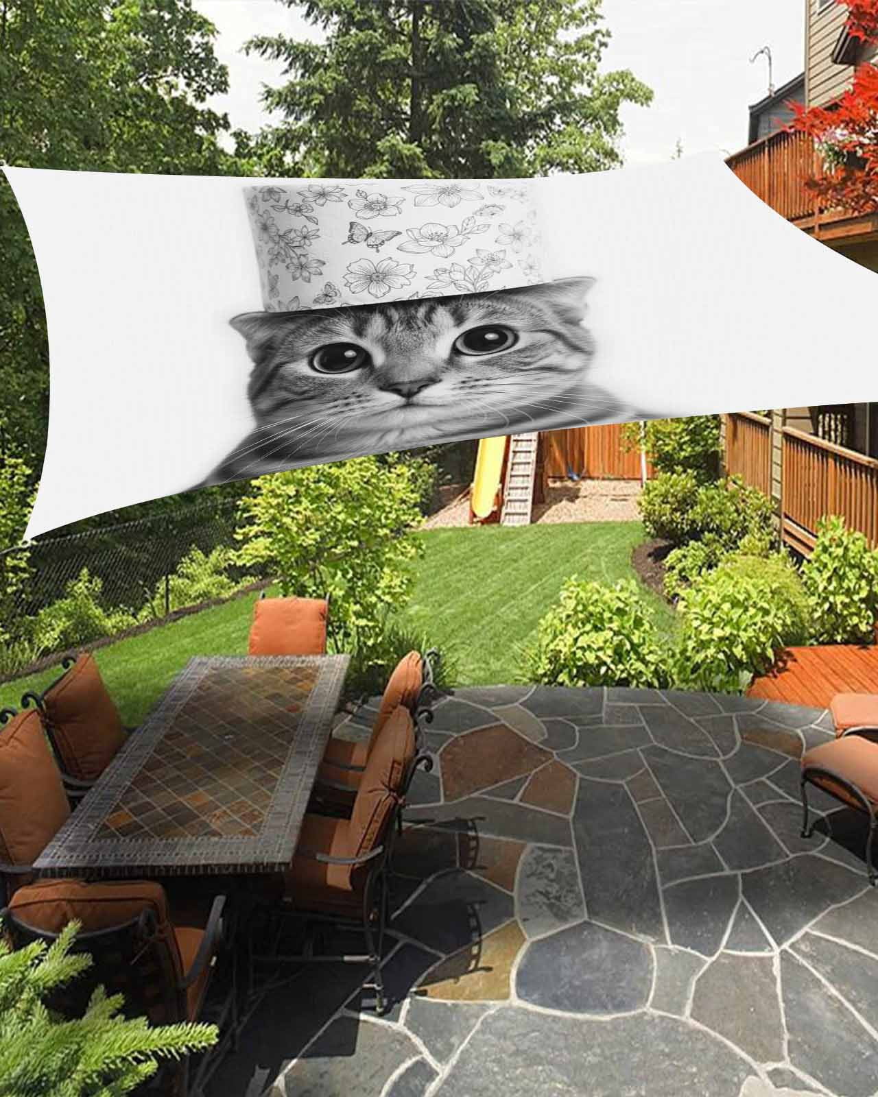 Cute Animal Sun Shade Sail 6.5'X10' Vintage Funny Black White Cute Cat ...