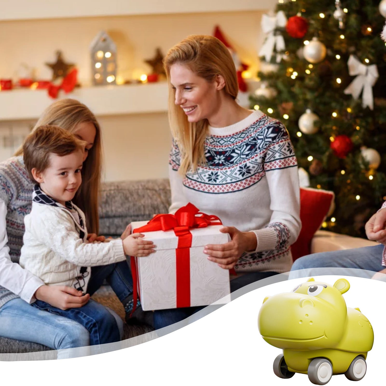 Cute Animal Toy Cars for Kids, Hippo Inertia Powered Vehicle with Press ...