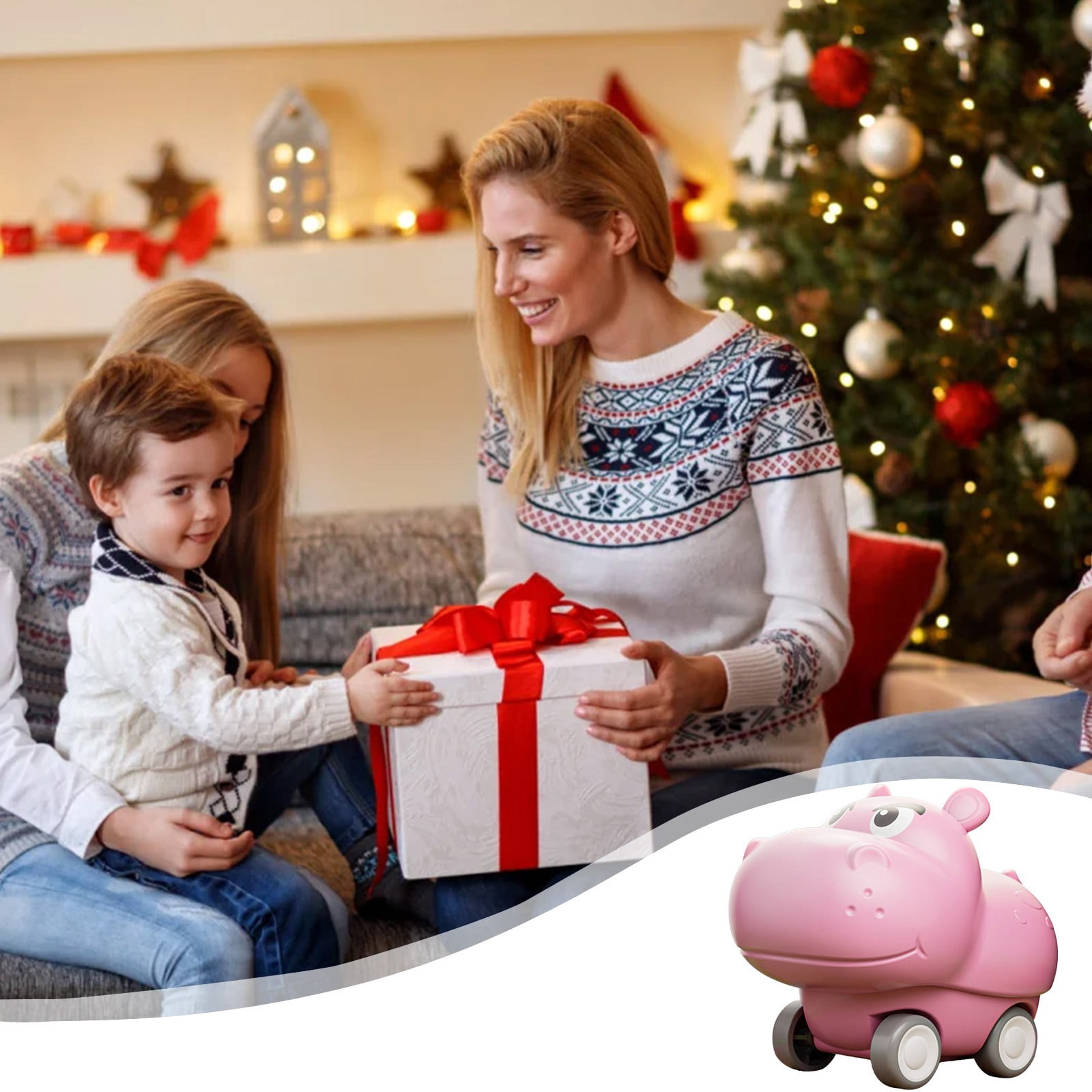 Cute Animal Toy Cars for Kids, Hippo Inertia Powered Vehicle with Press ...