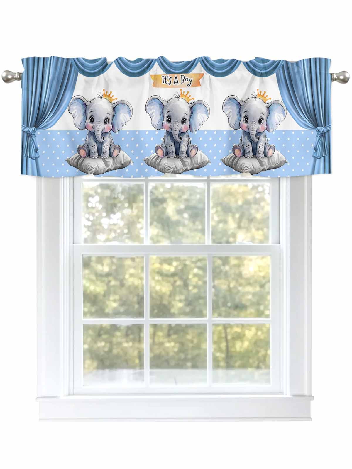 Cute Animal Valances for Windows Kitchen Curtains Cartoon Elephant ...