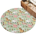 Cute Animals Area Rug, Sheep Pig Horse Cow Duck Chicken Floral ...