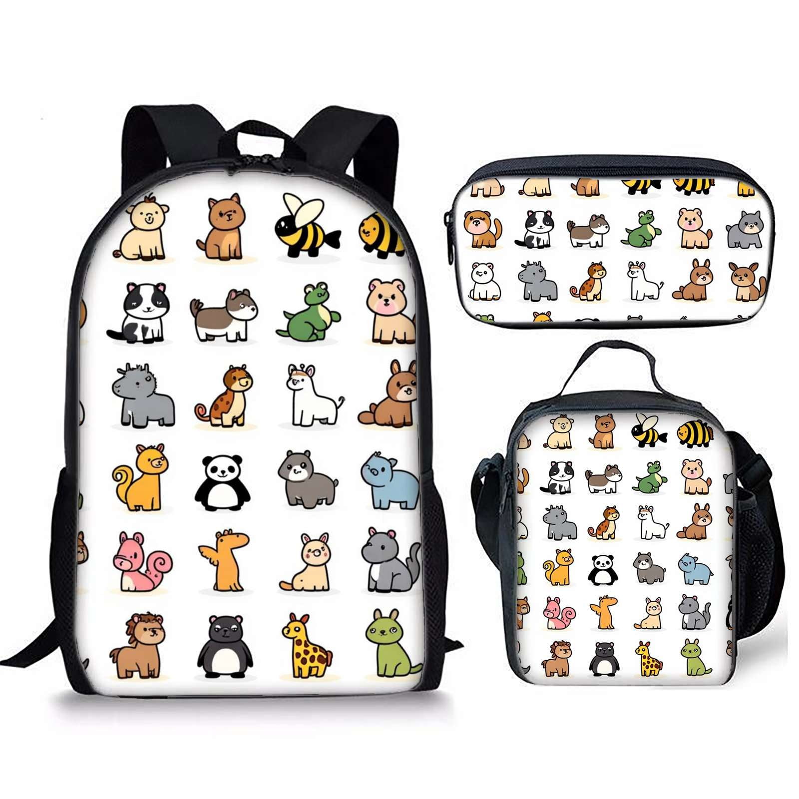 Cute Animals Backpacks Bookbag Bags Rucksack Lunch Bag Pen Bag Three ...