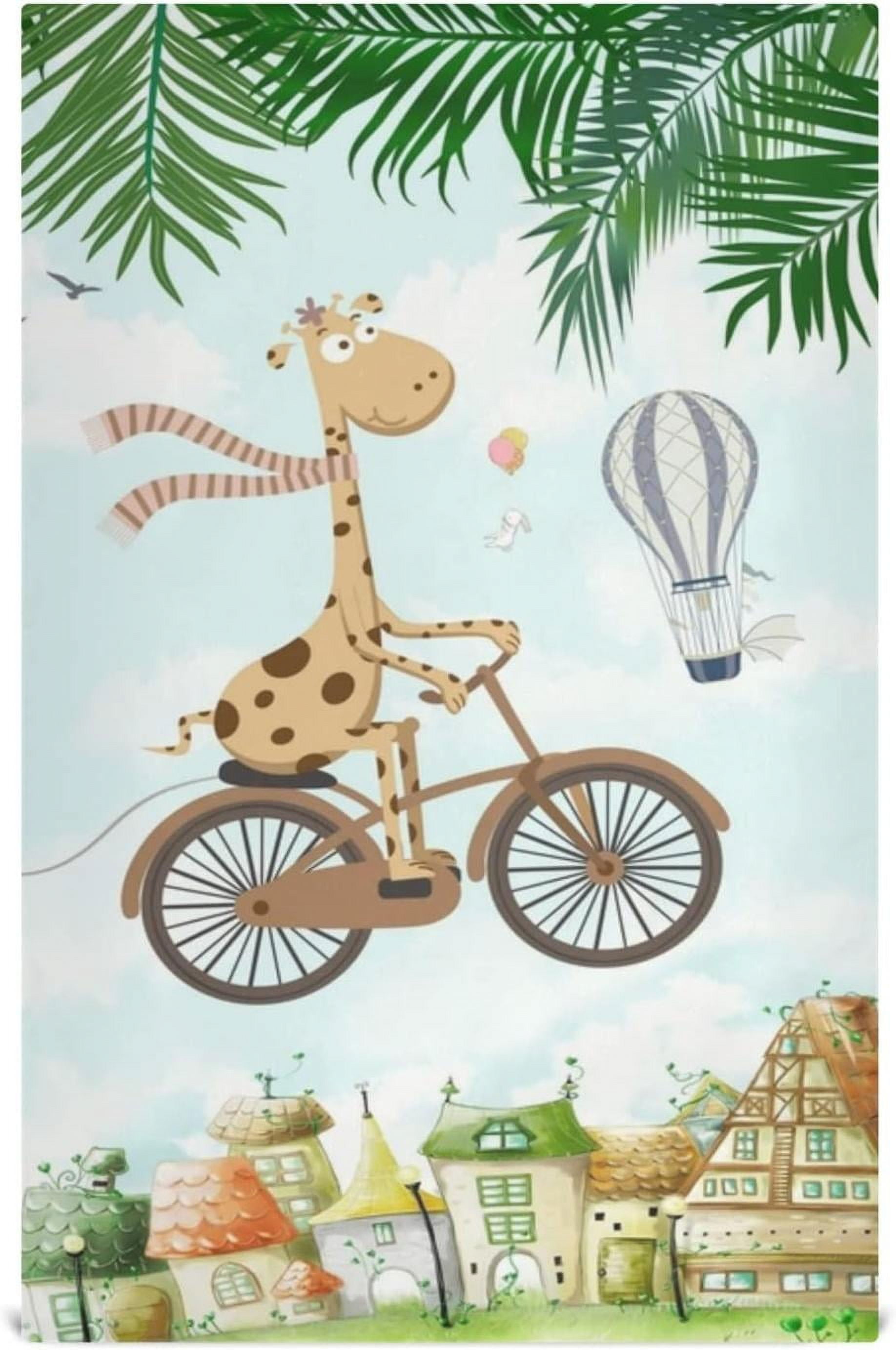 Cute Animals Bicycle Kitchen Dish Towels Set of 1 Absorbent Hand Towels, Lint-Free 18"x28" Fire ...