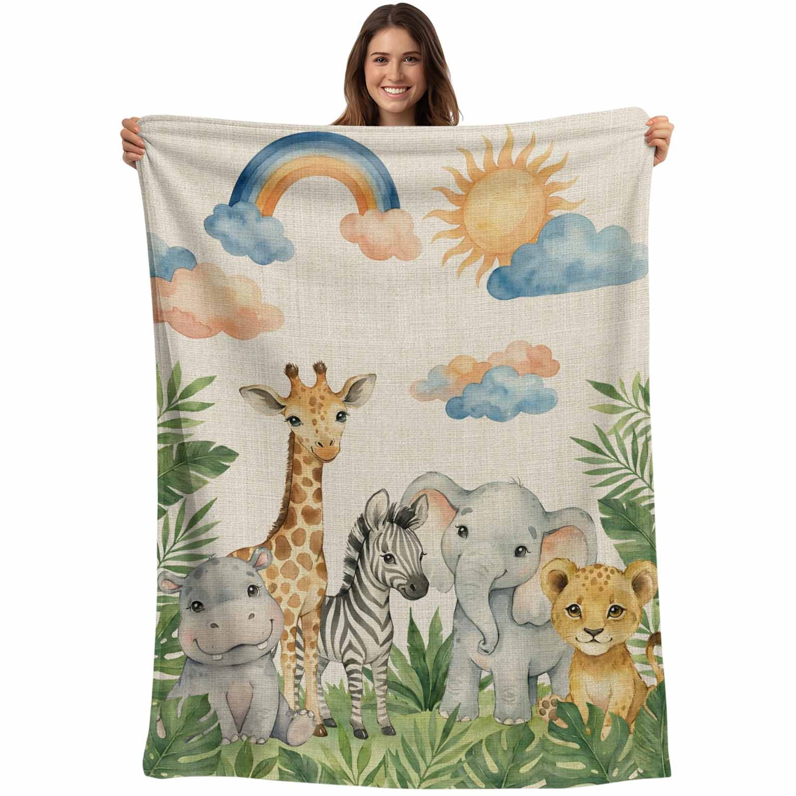 Cute Animals Blanket Soft Cozy Warm Twin Blanket for Bed, Plush Fuzzy ...