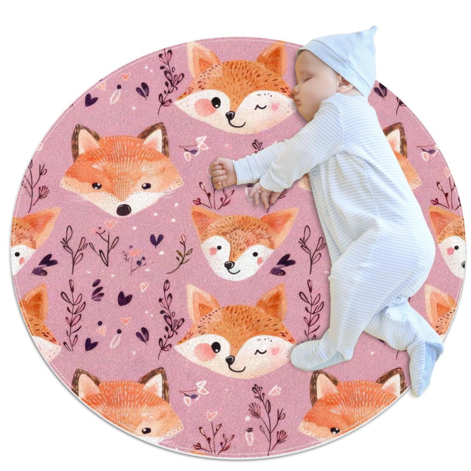 Cute Animals Fox Face Forest Pattern Anti Slip Area Rugs For Bedroom ...