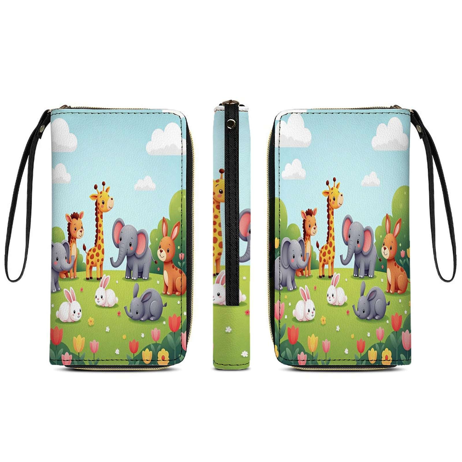 Cute Animals In Spring Garden Long Wallets For Women PU Leather Purse ...