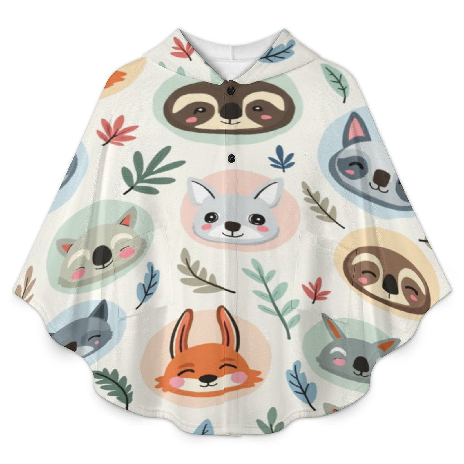 Cute Animals Pattern Design Blanket Oversized Wearable Hooded Blanket ...