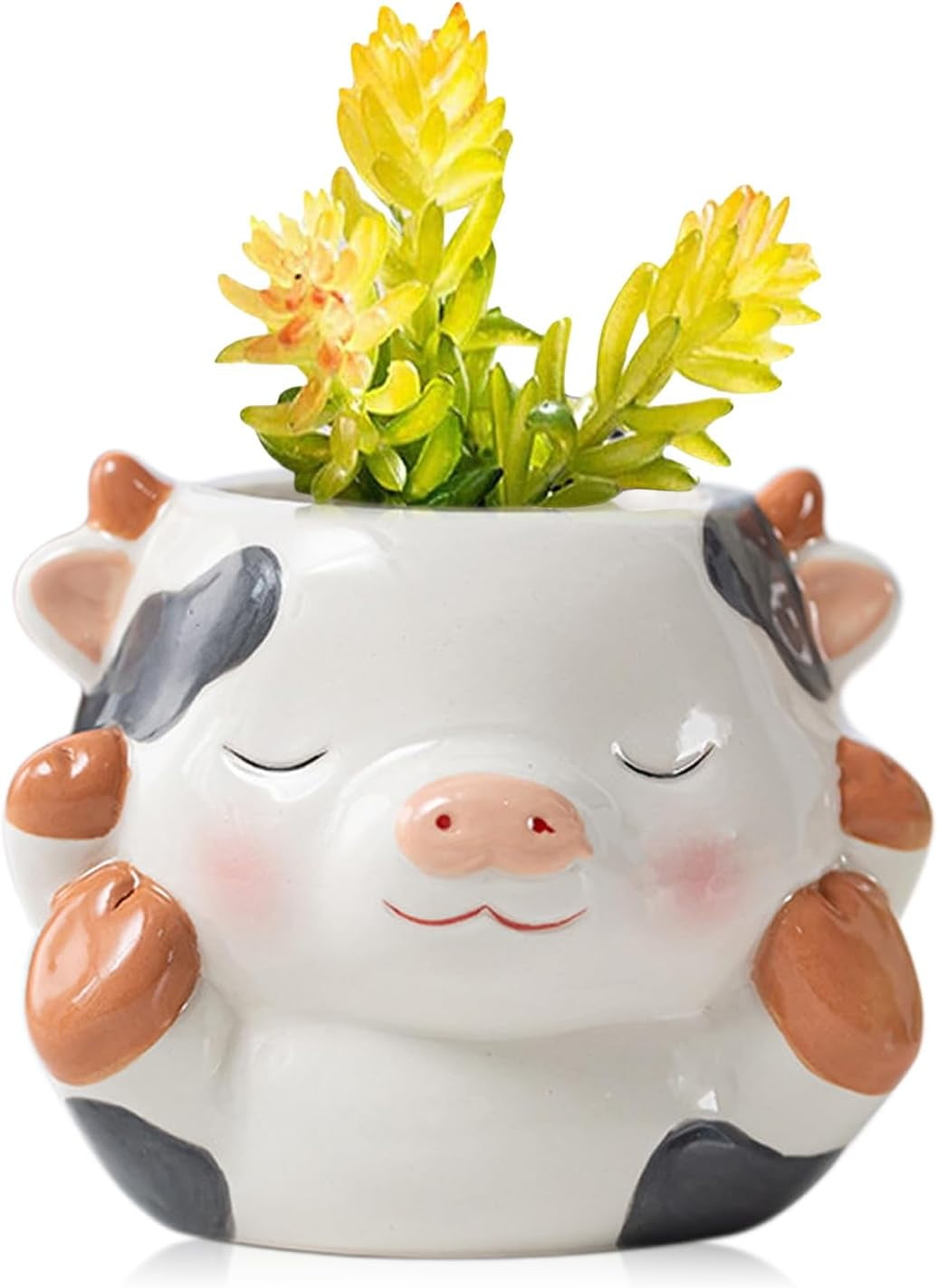Cute Animals Planter, Mini Ceramic Cartoon Animal Shaped Succulent ...