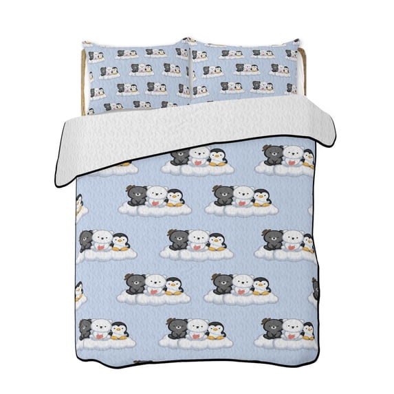 Cute Animals Quilts Bedding Set Queen Size Lovely Penguin Polar Bear ...