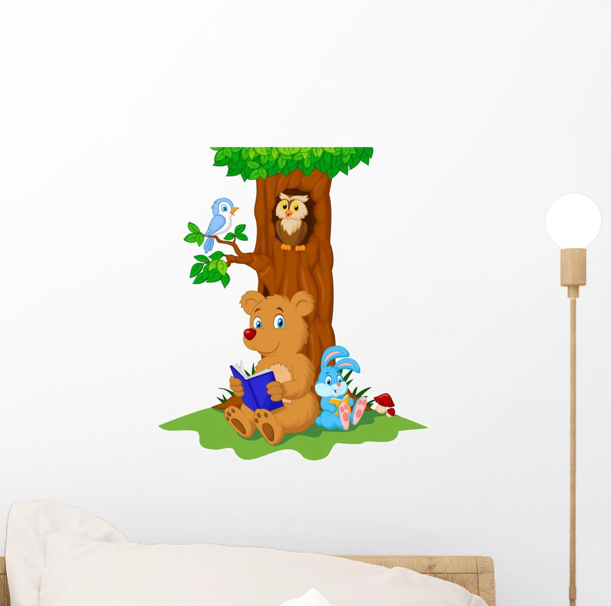 Cute Animals Reading Book Wall Decal Sticker by Wallmonkeys Peel and ...