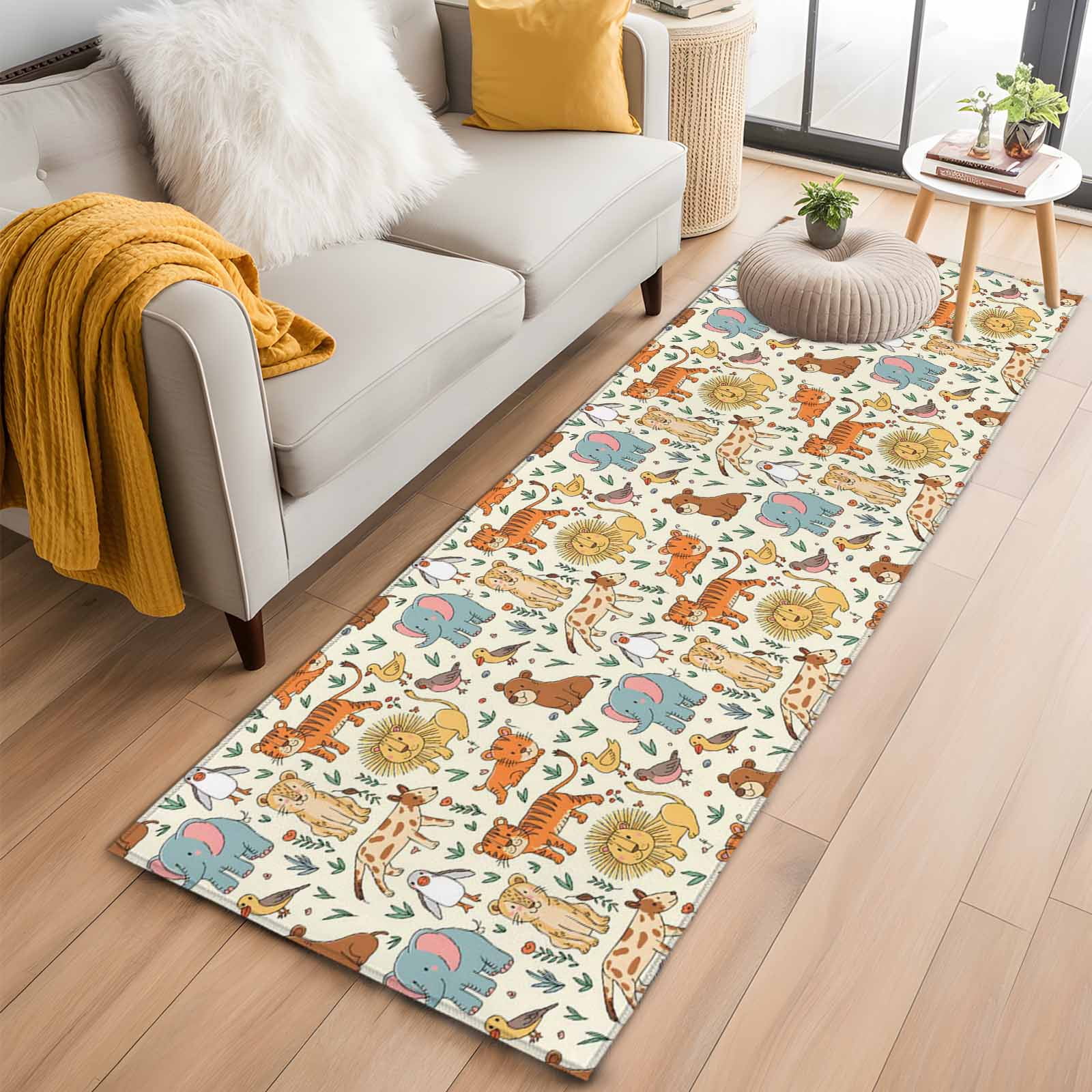 Cute Animals Zoo Runner Rug 2x6 FT, Non Slip Hallway Rugs, Cartoon ...