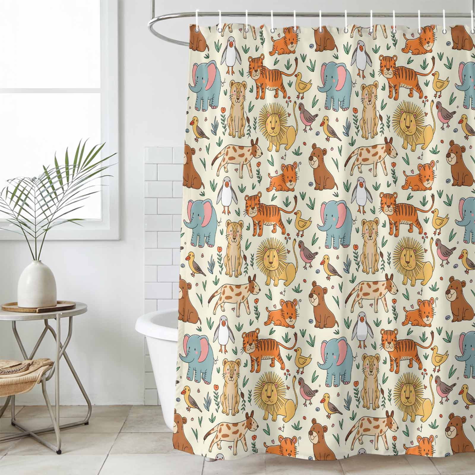 Cute Animals Zoo Waterproof Fabric Shower Curtain,Cartoon Funny ...