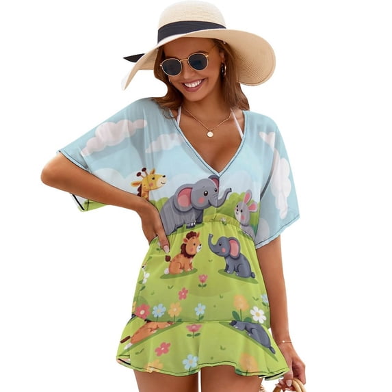 Cute Animals in Flower Field Women's Luxury Party Dress Evening Dresses ...