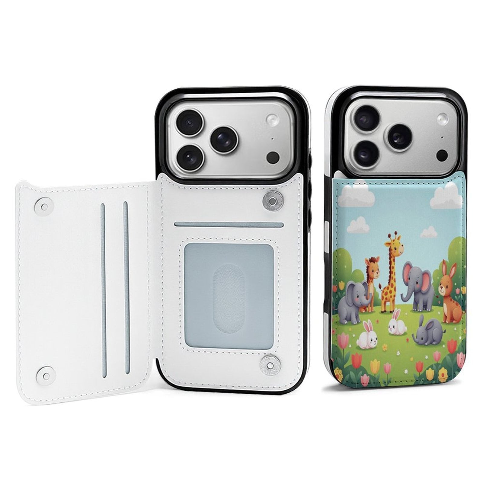 Cute Animals in Spring Garden Leather Wallet Case for iPhone 17 Air ...